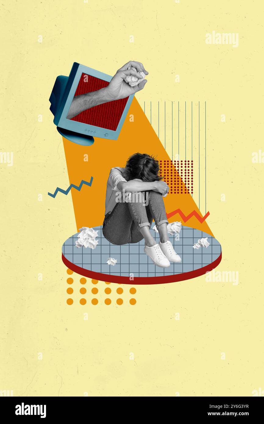 Trend artwork composite sketch image 3D photo collage of computer ...