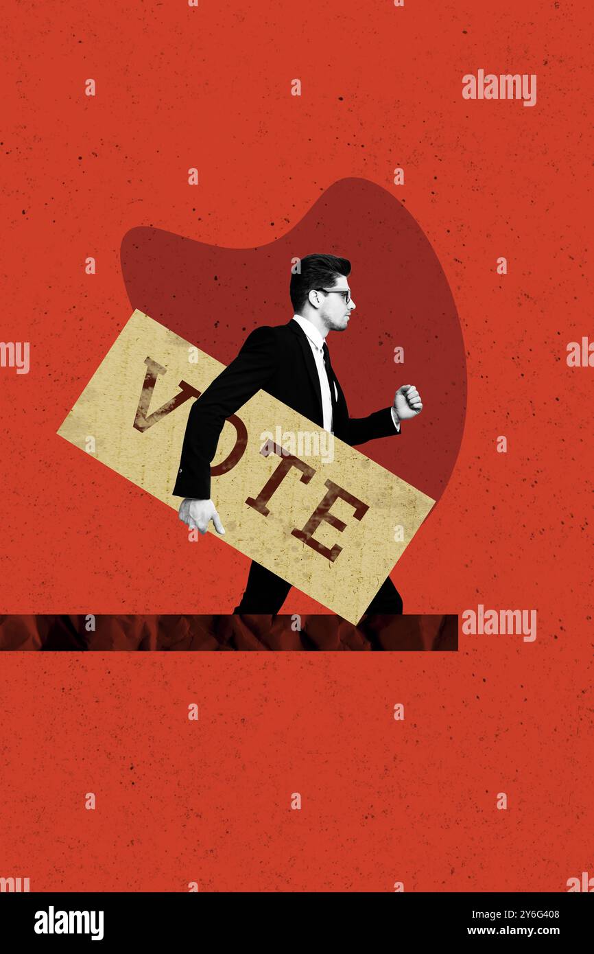 Trend artwork sketch image composite 3D photo collage of vote banner ...