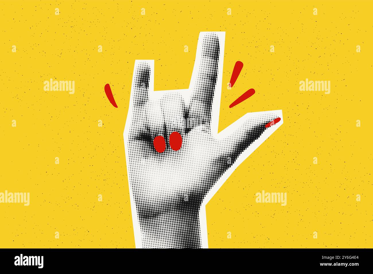 Halftone collage hand with rock goat gexture vector illustration Stock ...