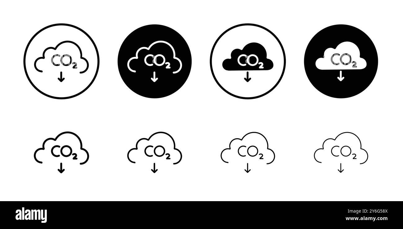 Co2 Reduction Icon Set In Thin Line Outline Style And Linear Vector Sign Stock Vector Image