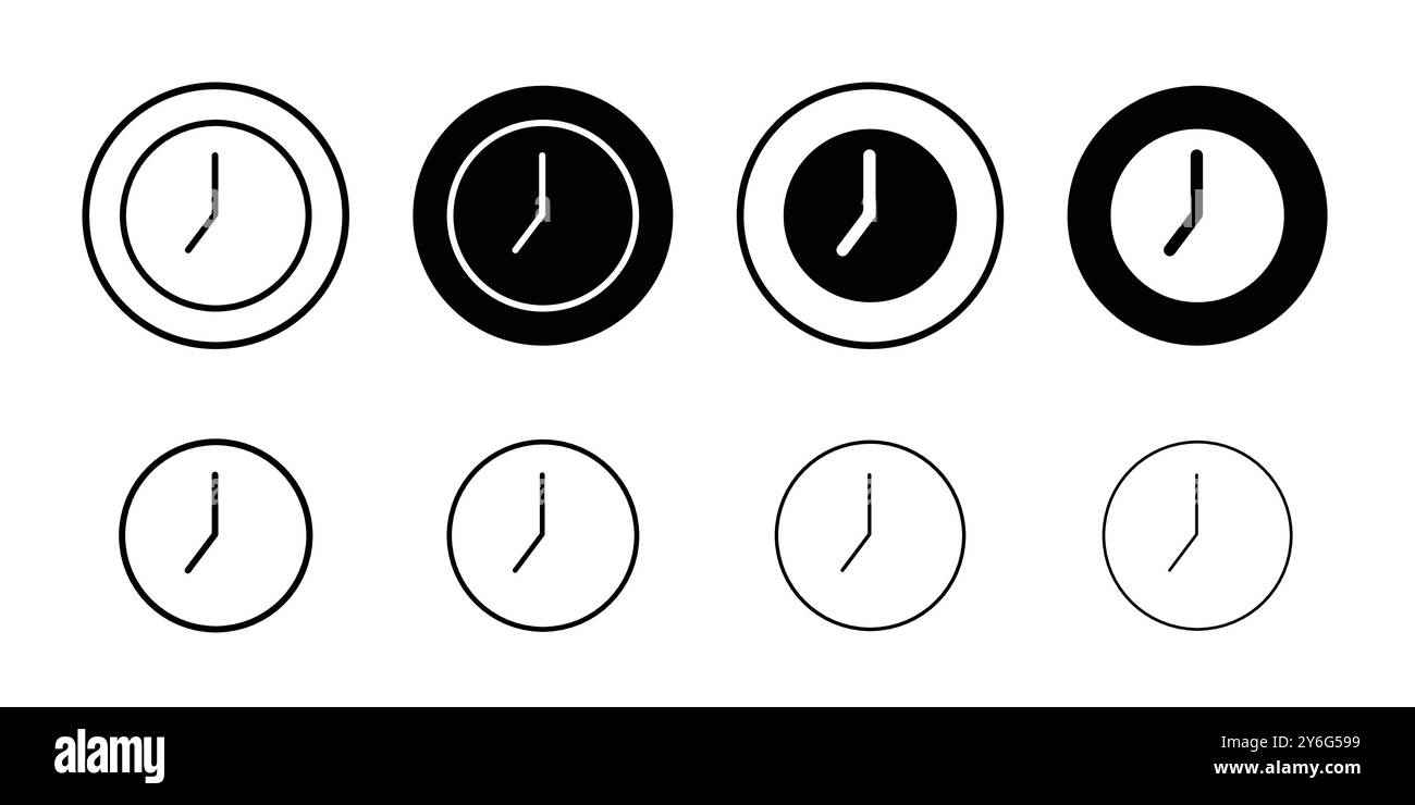 Clock icon set in thin line outline style and linear vector sign Stock Vector Image & Art - Alamy