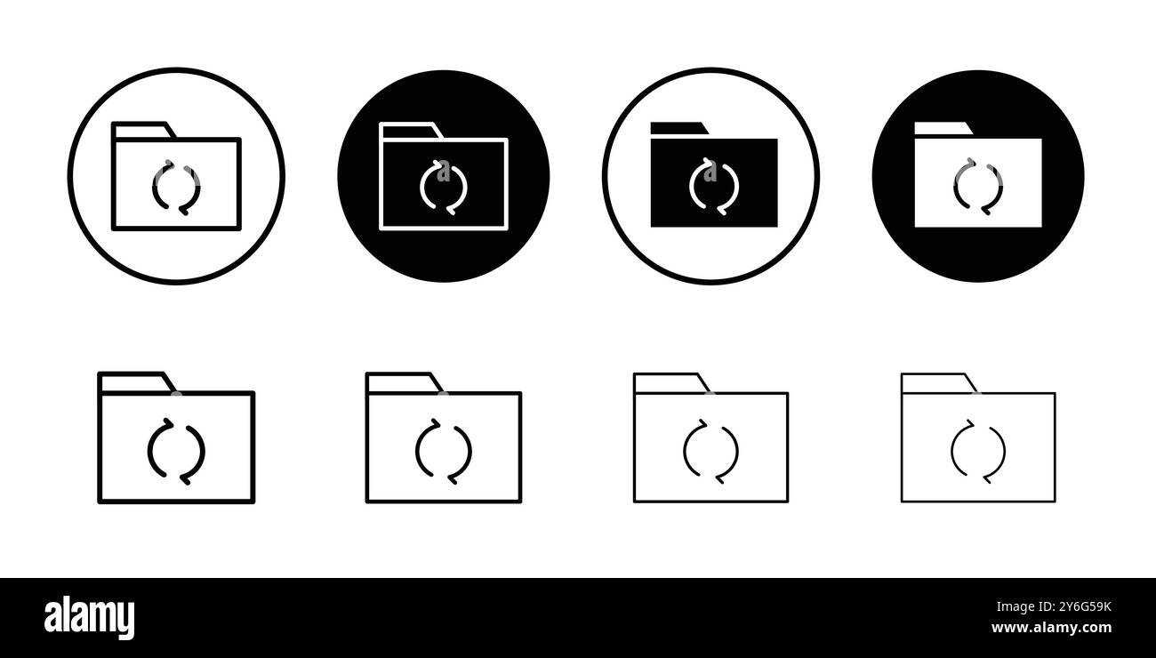 Folder sync icon set in thin line outline style and linear vector sign ...