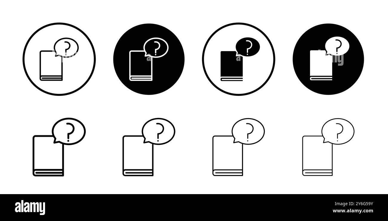 book with question mark icon set in thin line outline style and linear vector sign Stock Vector ...