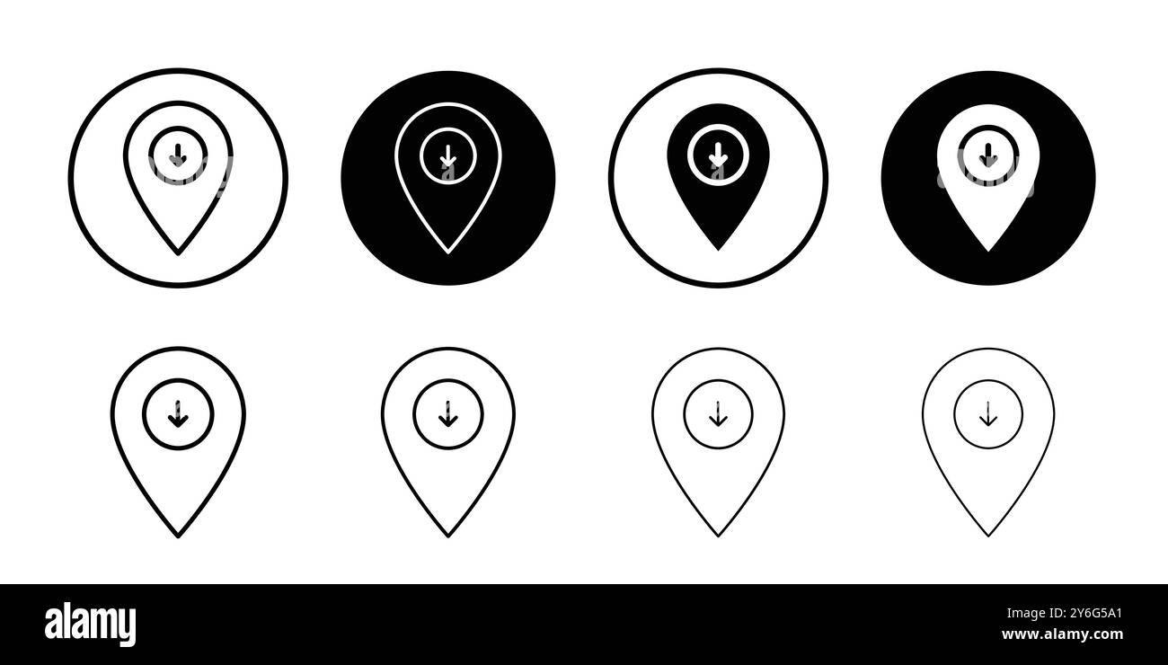 Download GPS map location icon set in thin line outline style and ...