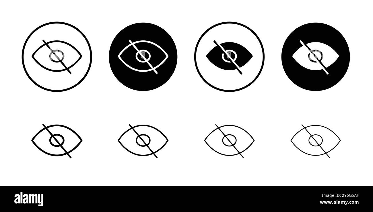 Hide icon set in thin line outline style and linear vector sign Stock Vector Image & Art - Alamy