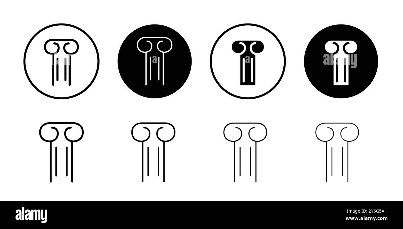 Pillar column icon set in thin line outline style and linear vector sign Stock Vector Image ...