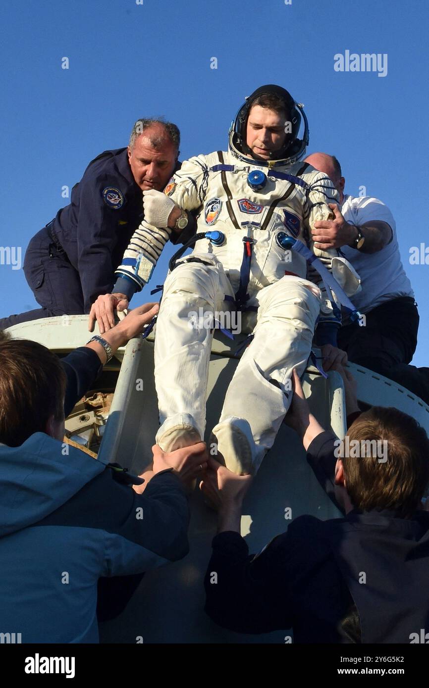 Zhezkazgan, Kazakhstan. 23 September, 2024. Roscosmos cosmonaut Nikolai ...