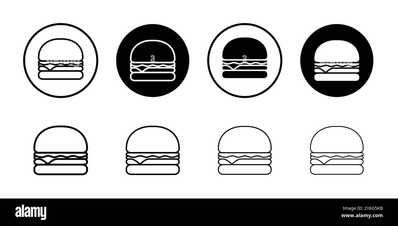Hamburger Icon Set In Thin Line Outline Style And Linear Vector Sign