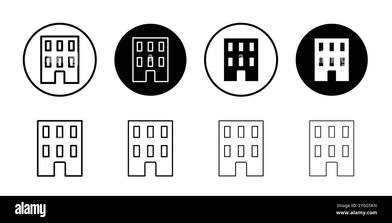 Office building icon set in thin line outline style and linear vector ...