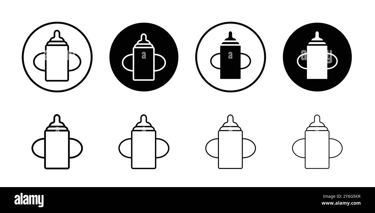 baby sippy icon set in thin line outline style and linear vector sign Stock Vector Image & Art ...