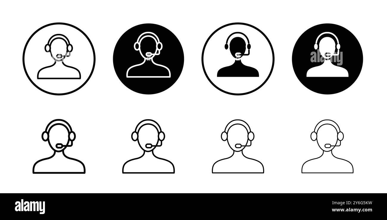 customer support icon set in thin line outline style and linear vector ...