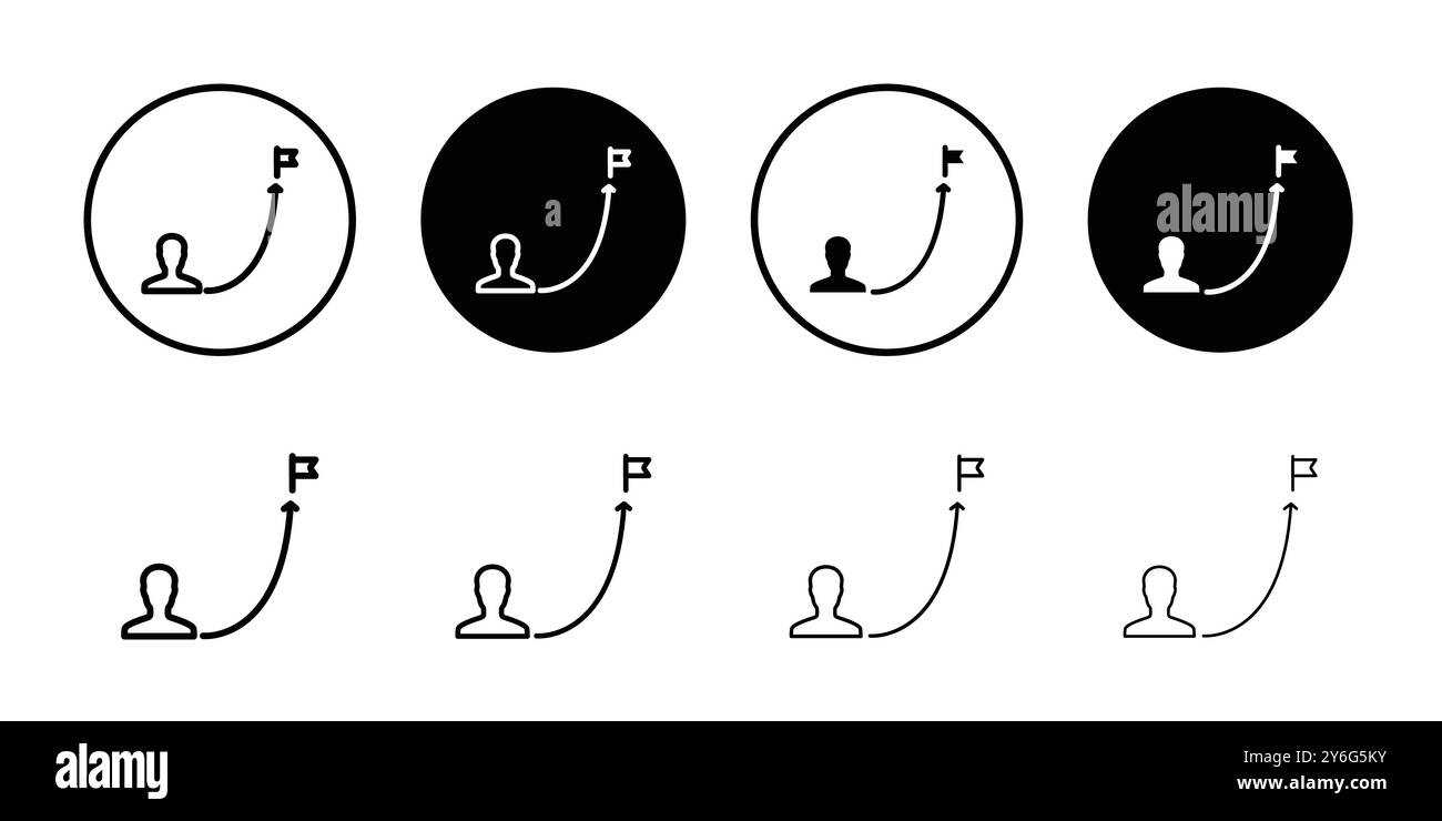 Mission Path Icon Set In Thin Line Outline Style And Linear Vector Sign Stock Vector Image And Art