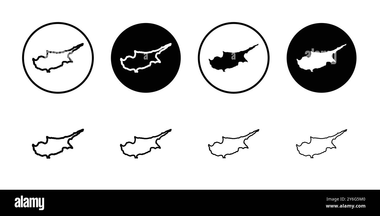 Cyprus map icon set in thin line outline style and linear vector sign Stock Vector Image & Art ...