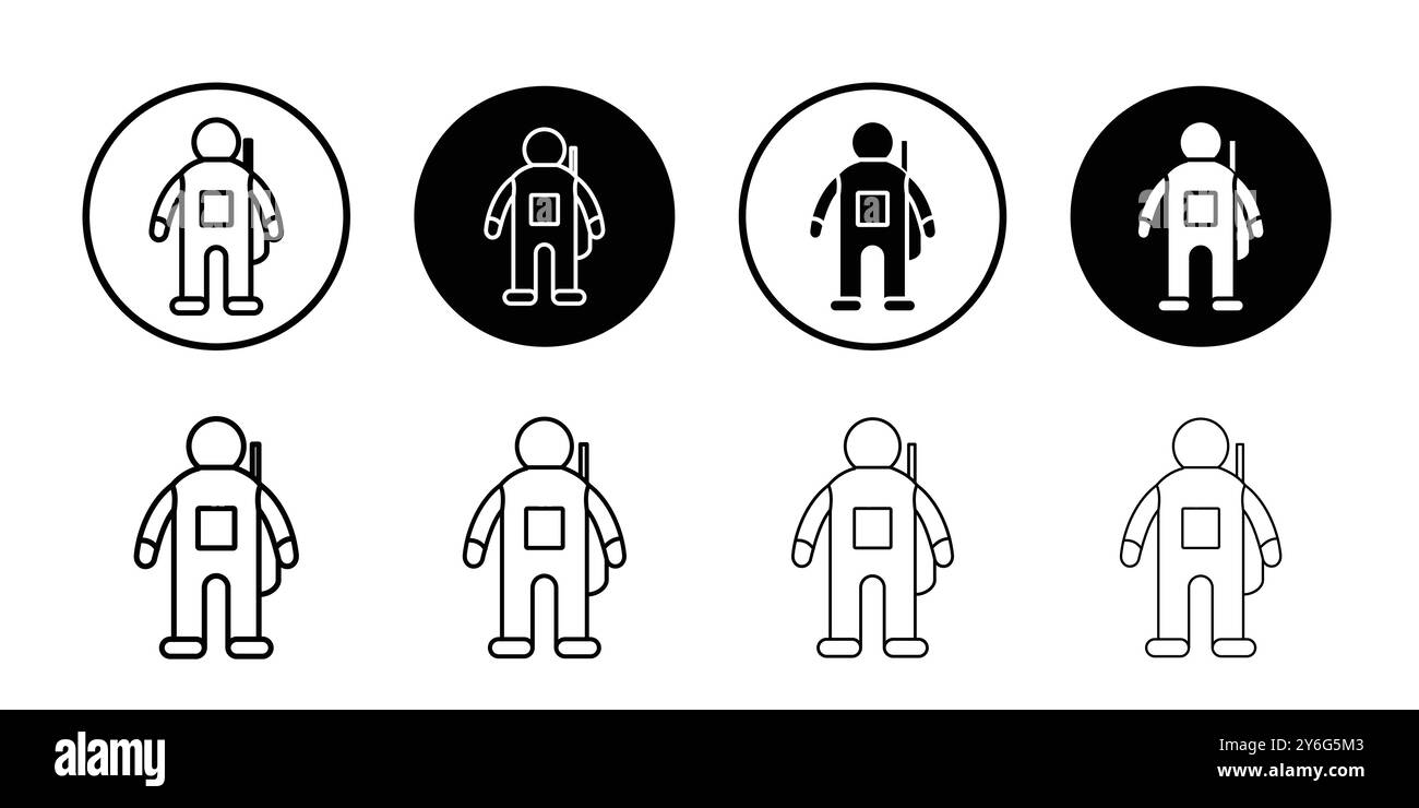 Cosmonaut icon set in thin line outline style and linear vector sign Stock Vector Image & Art ...