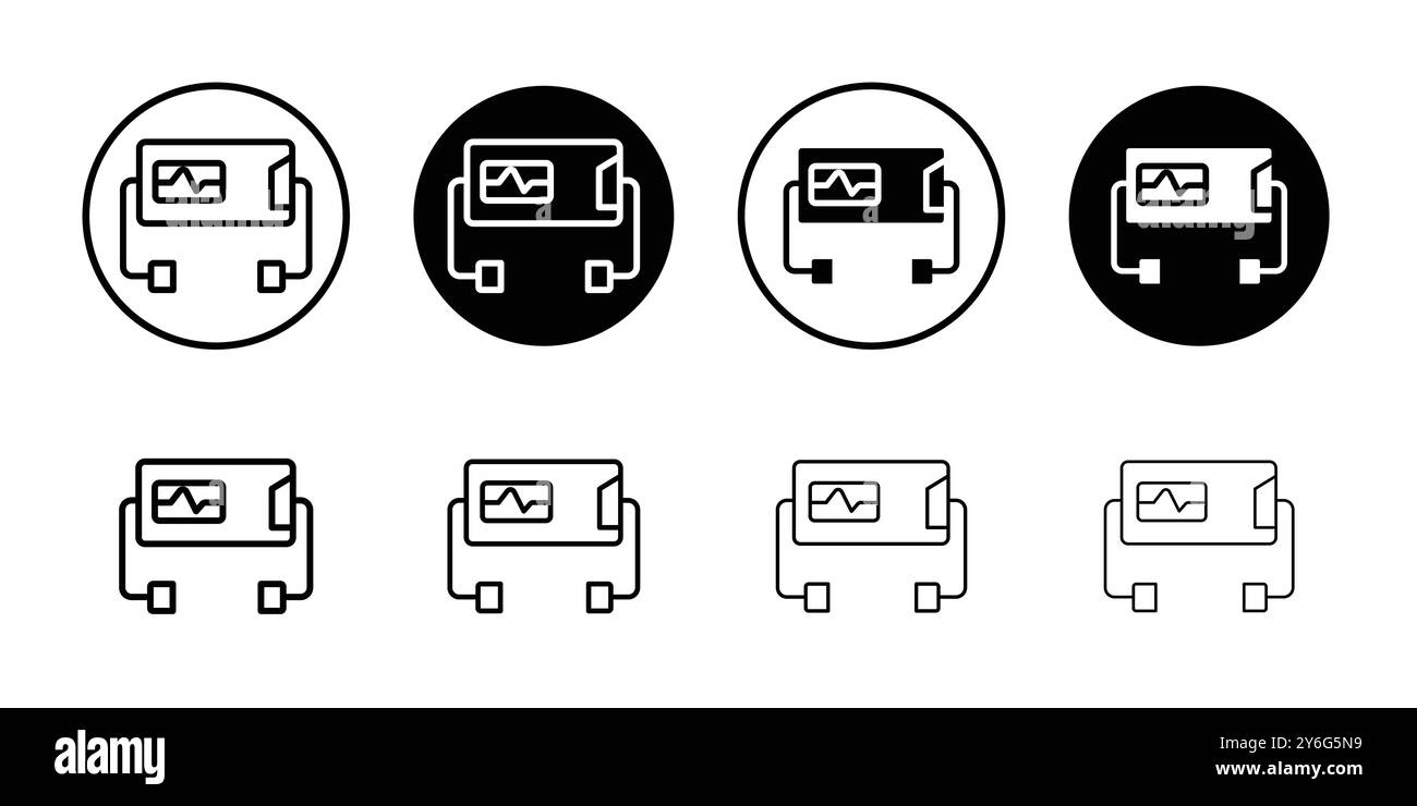 Rescue defibrillator icon set in thin line outline style and linear vector sign Stock Vector ...