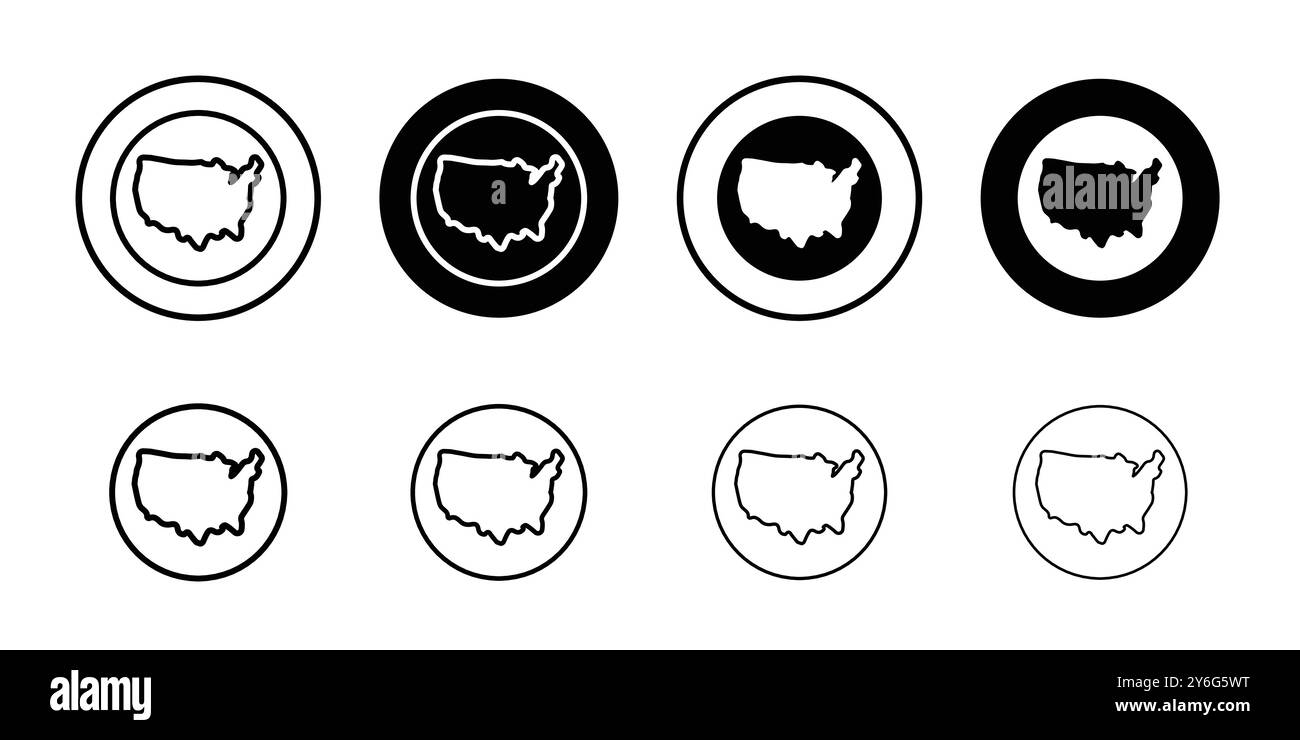 USA Map icon set in thin line outline style and linear vector sign Stock Vector Image & Art - Alamy
