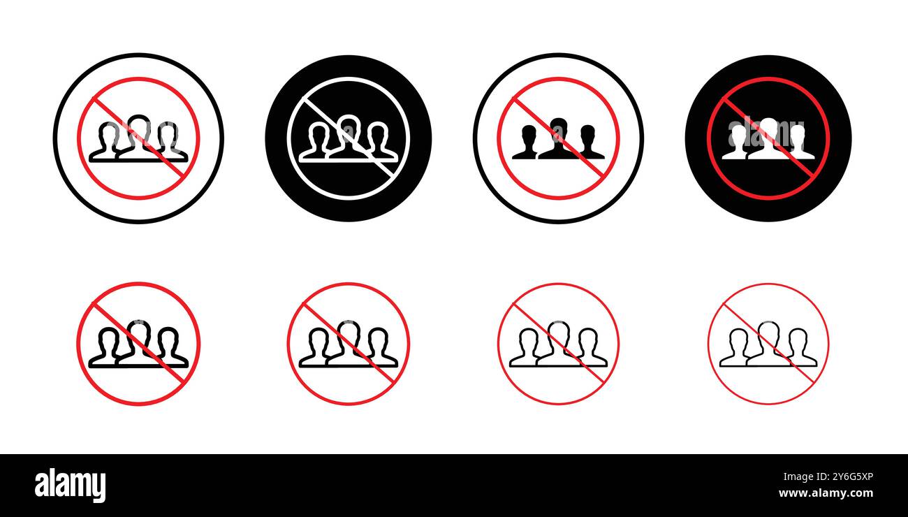 No gathering icon set in thin line outline style and linear vector sign ...