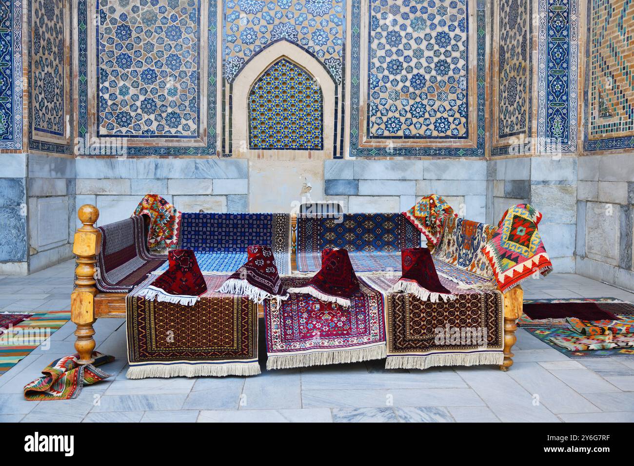Samarkand, Uzbekistan. Inside the Ulugbek Madrasah in Registan Square ...