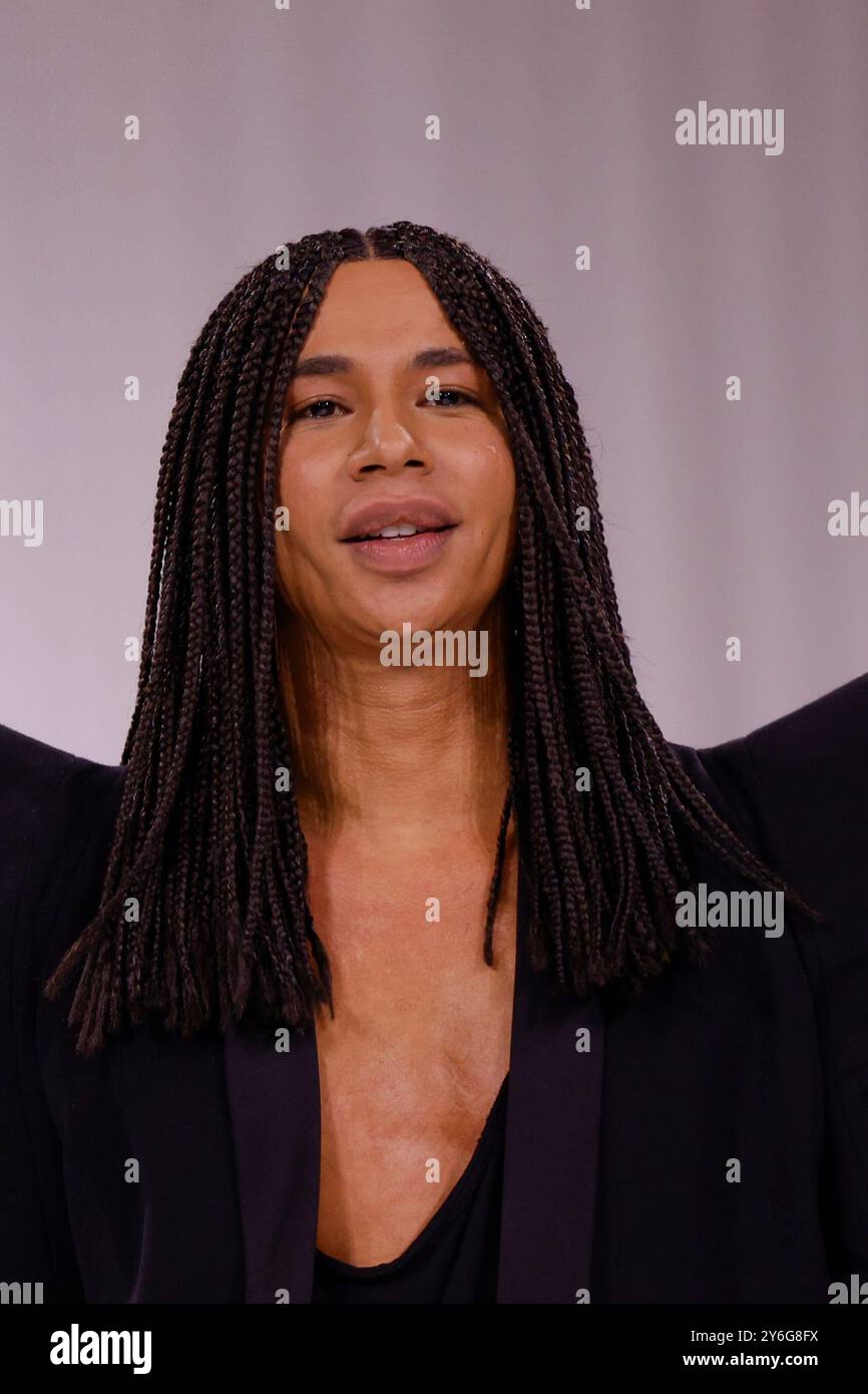 Designer Olivier Rousteing accepts applause after the Balmain Spring ...