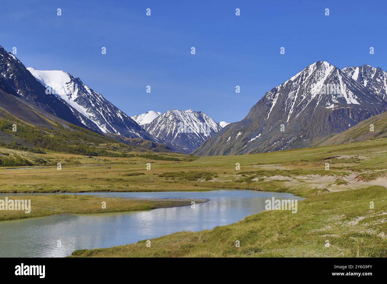 Mountain landscape with river in Altay, Russia, Europe Stock Photo - Alamy