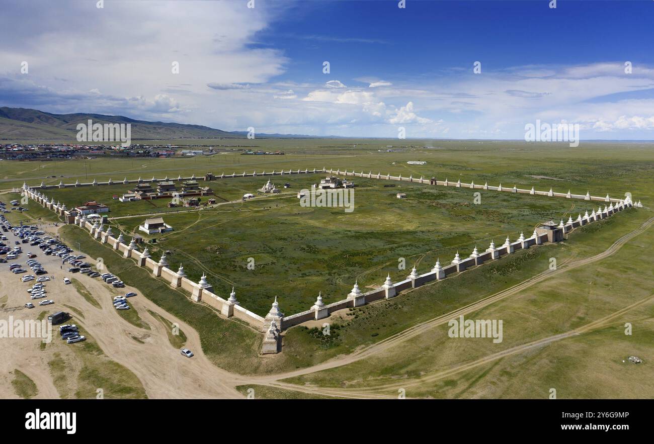 Aerial panorama view of the Kharkhorin Erdene Zuu Monastery .in ...