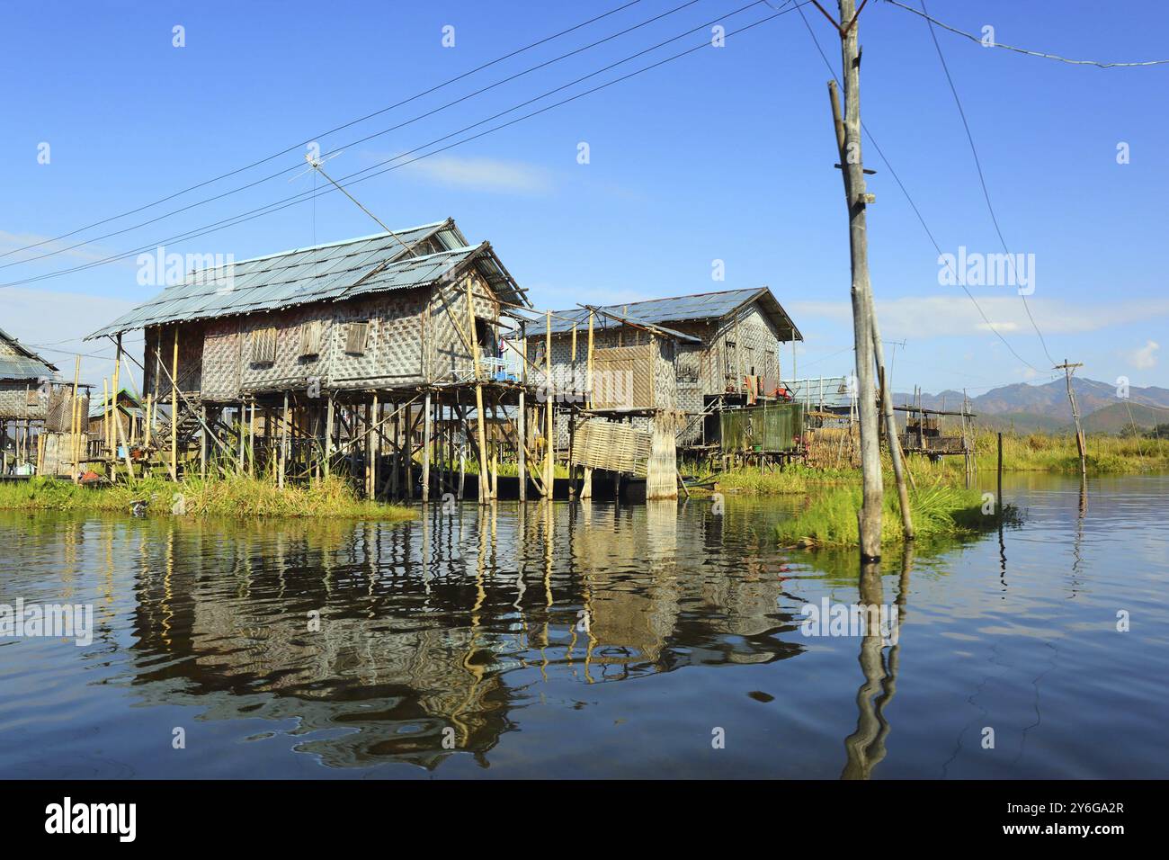 Stilted houses in village on Inle lake, Myanmar (Burma Stock Photo - Alamy