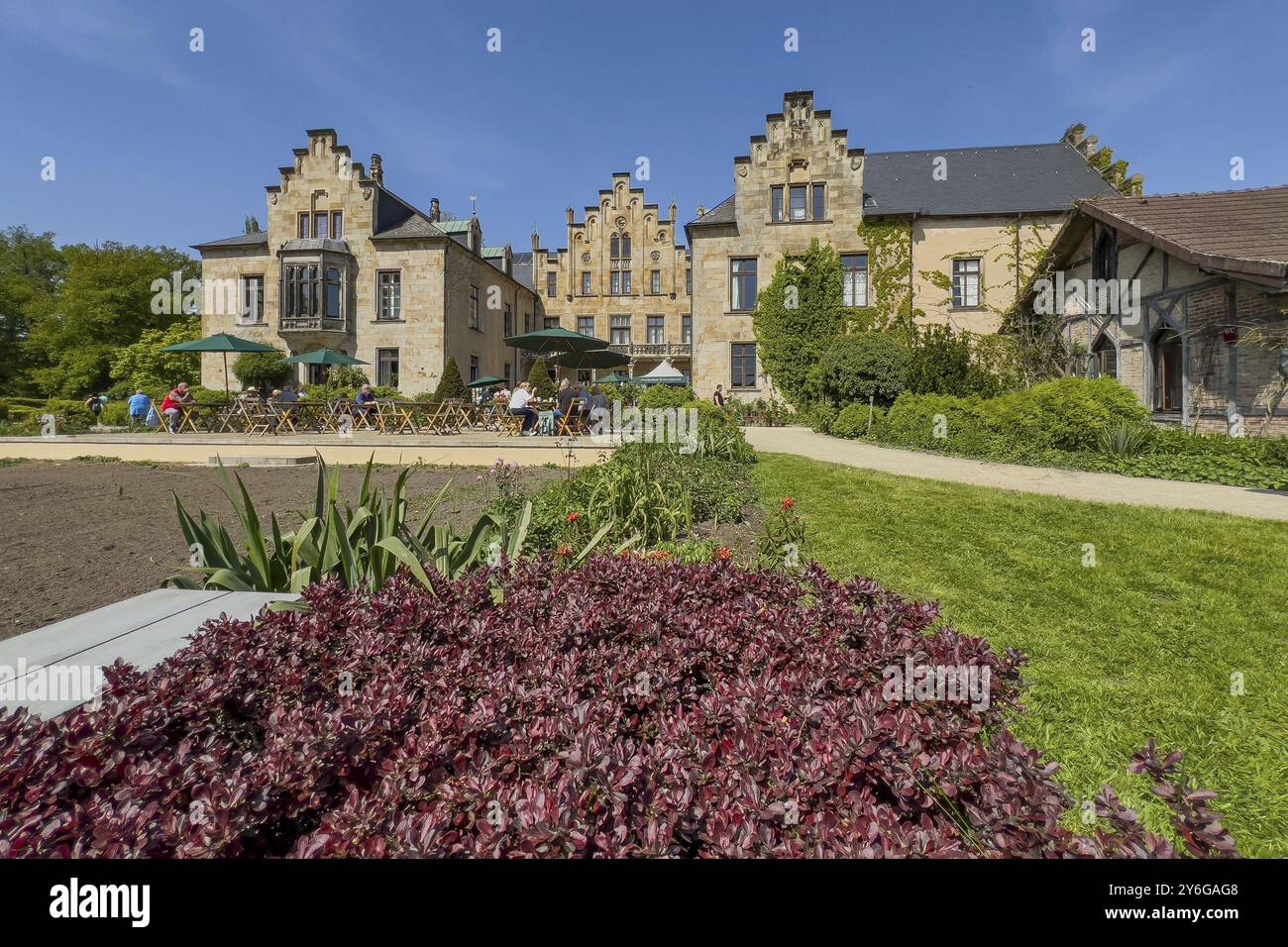Ippenburg Castle, manor house, neo-Gothic, architecture, facade, gable ...