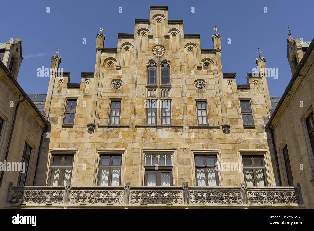 Ippenburg Castle, manor house, neo-Gothic, architecture, facade, gable ...