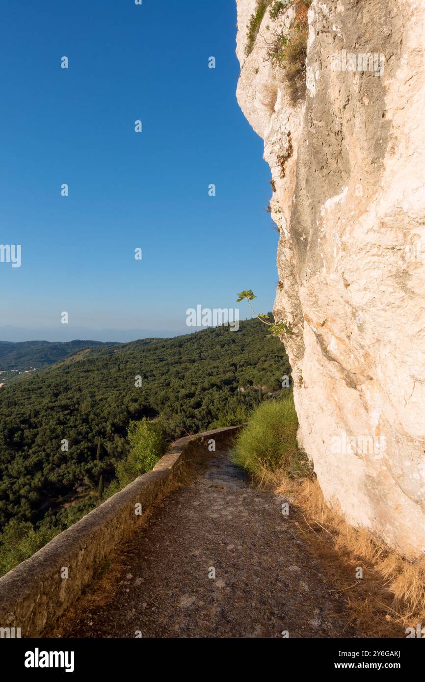 The famous donkey path or Gaidouromonopati in Corfu, Greece, built on a ...