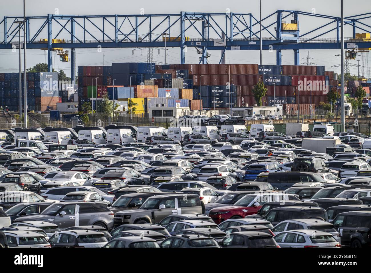 Car terminal in the Logport I inland port, in Duisburg on the Rhine ...