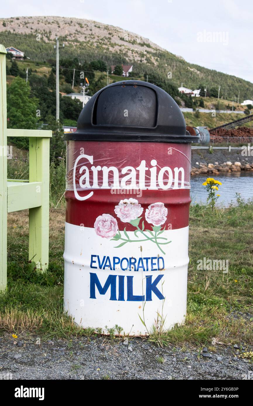 Carnation evaporated milk sign on a garbage can on Southside Road in ...