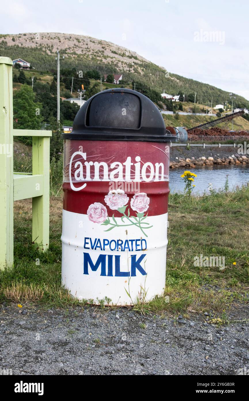 Carnation evaporated milk sign on a garbage can on Southside Road in ...