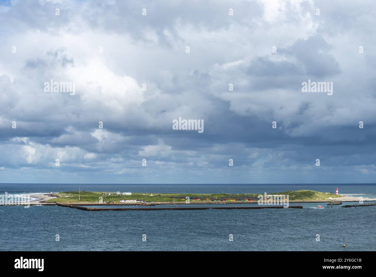 Dune of the offshore island Helgoland, south beach with lighthouse ...