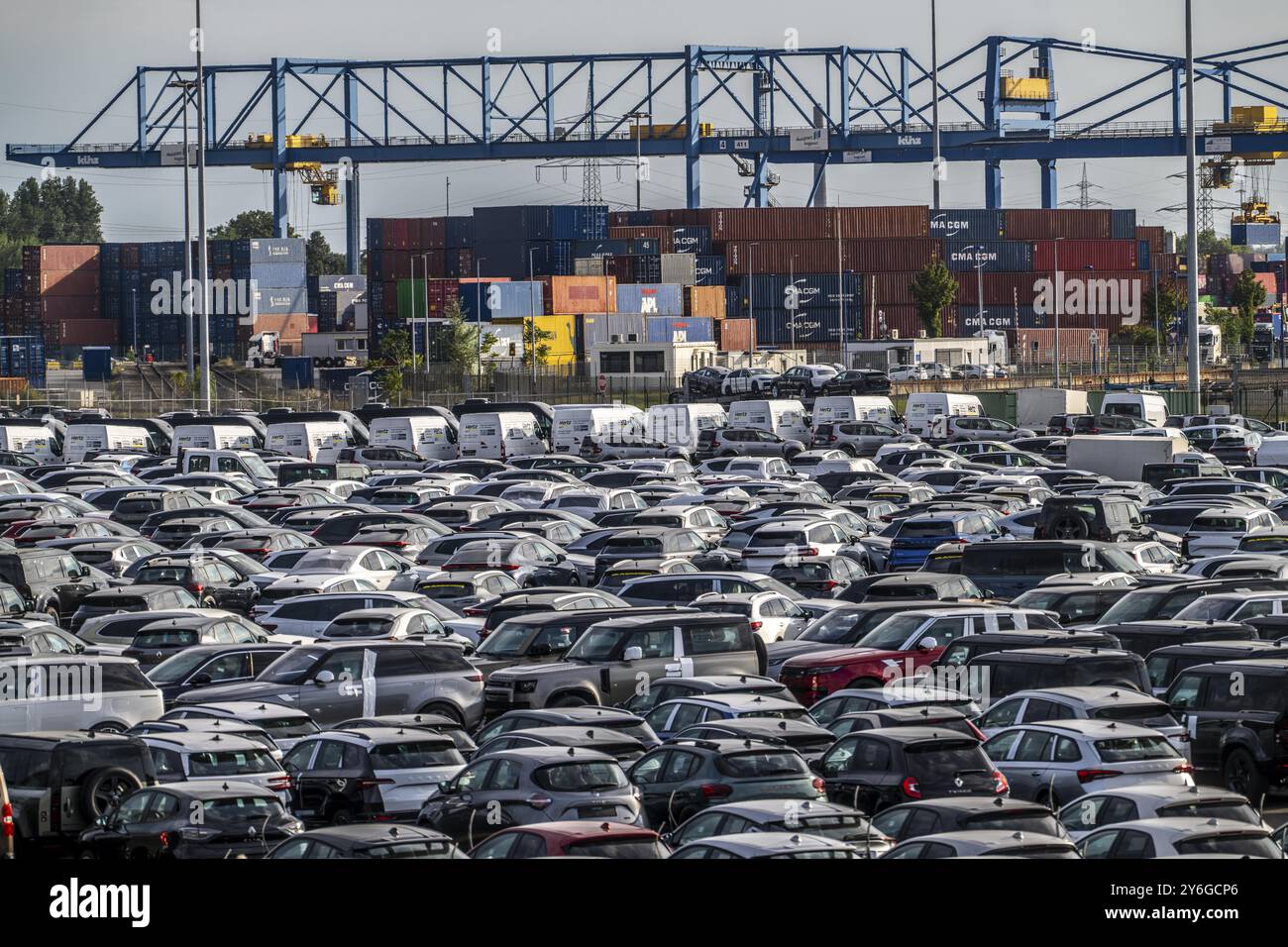 Car terminal in the Logport I inland port, in Duisburg on the Rhine ...
