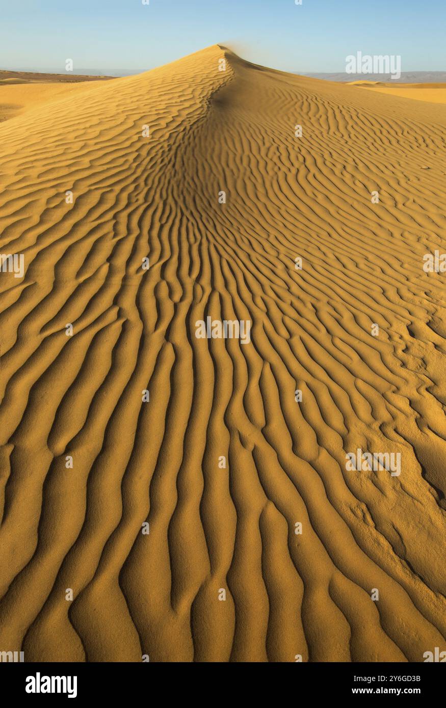 Sand blowing over sand dunes in wind, Sahara desert Stock Photo - Alamy