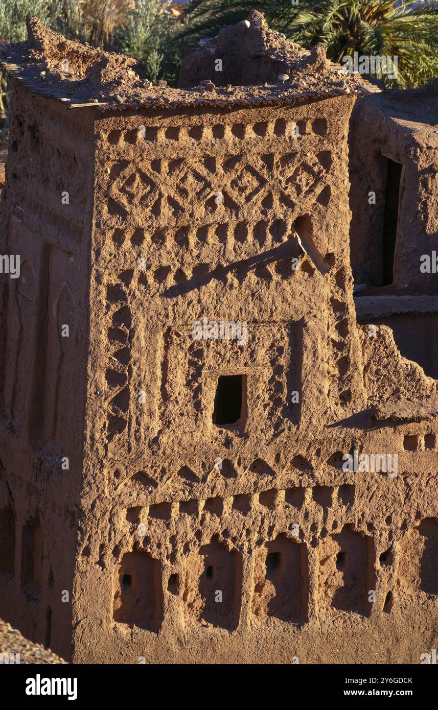 Tower of Kasbah Ait Ben Haddou at sunset, Morocco, Africa Stock Photo ...