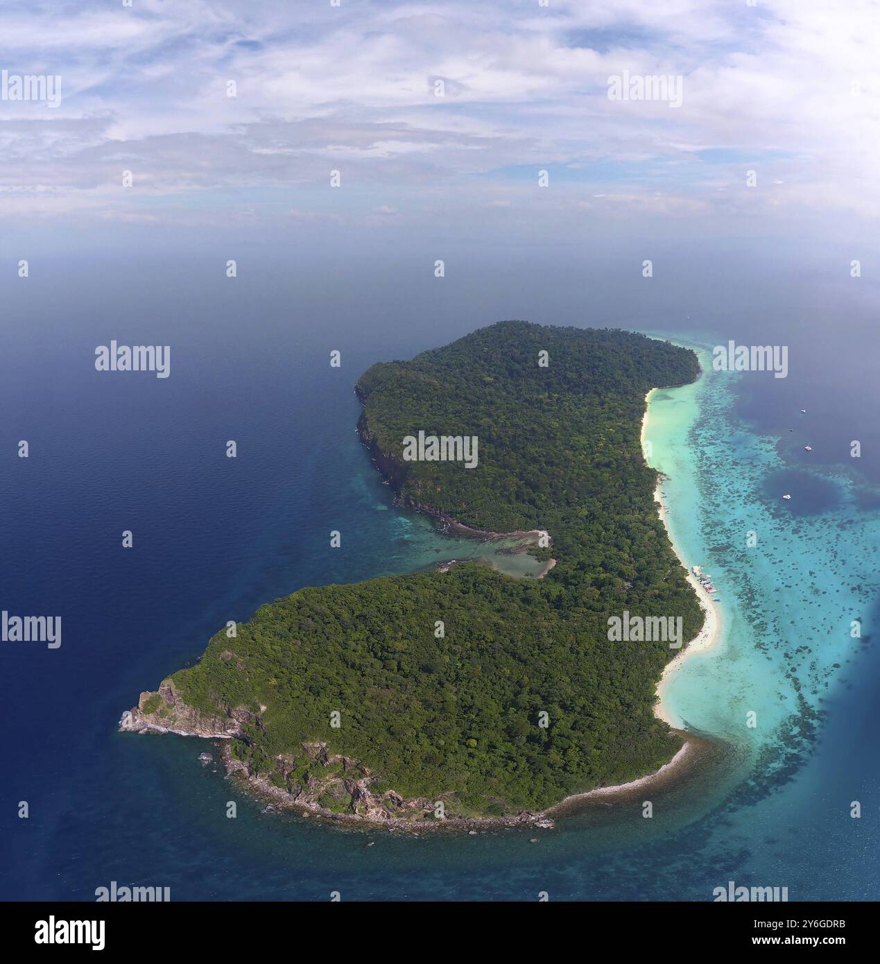 Aerial view on tropical Ko Rok island in the Andaman Sea, Thailand ...