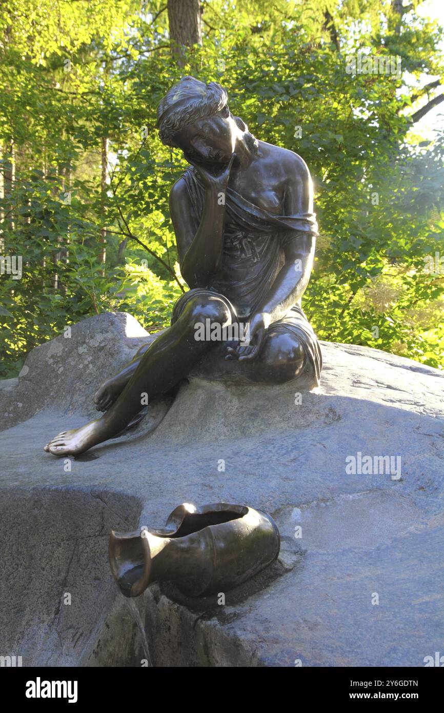 Girl with jug statue in Pushkin park St. Petersburg Russia Stock Photo ...