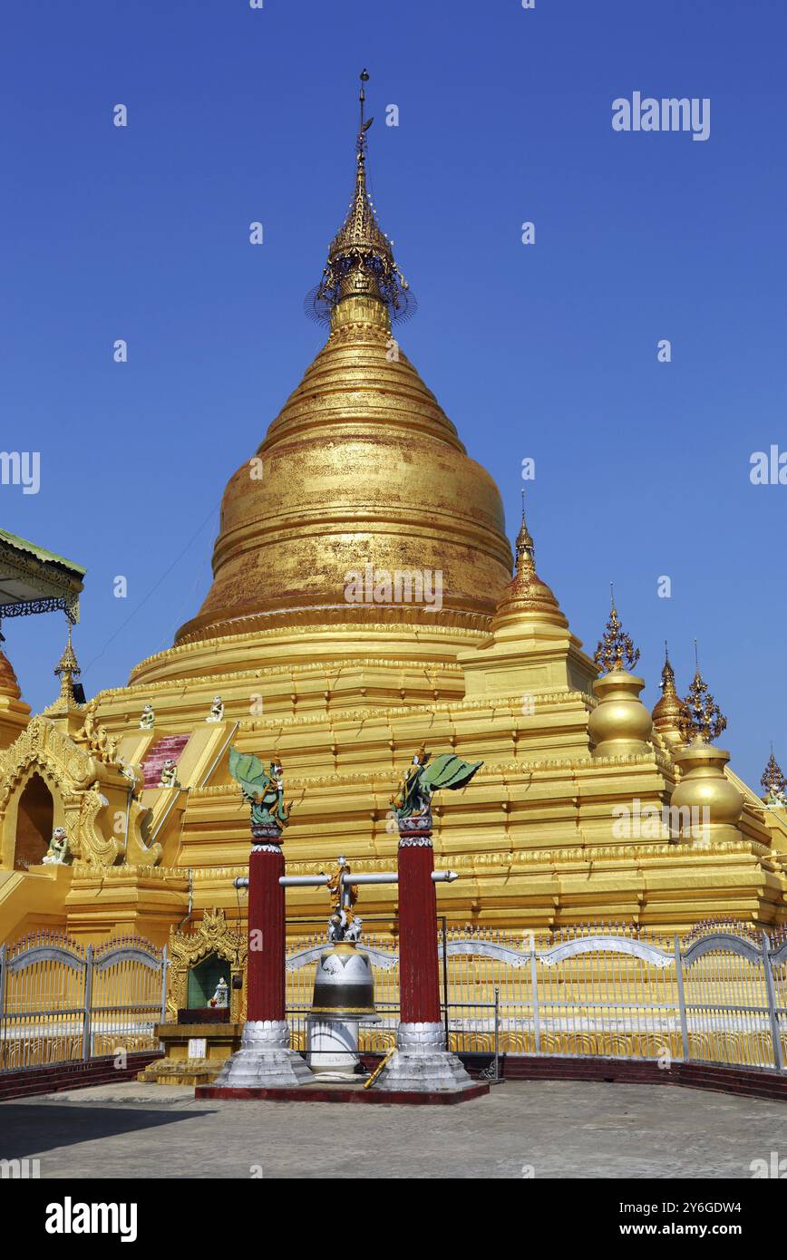 The main golden pagoda in Kuthodaw temple at Mandalay city, Myanmar ...