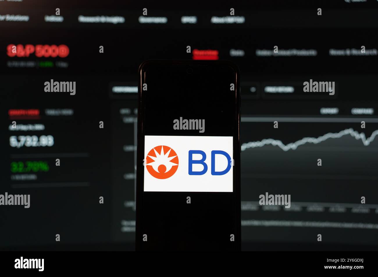 China. 25th Sep, 2024. In this photo illustration, Becton Dickinson logo is displayed on a ...