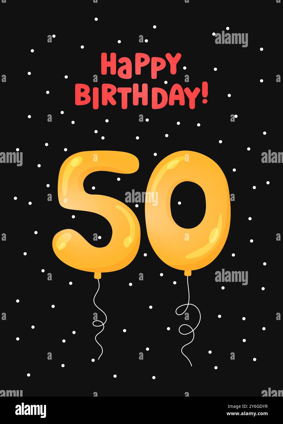 Happy Birthday 50 years greeting card design. Vector illustration ...