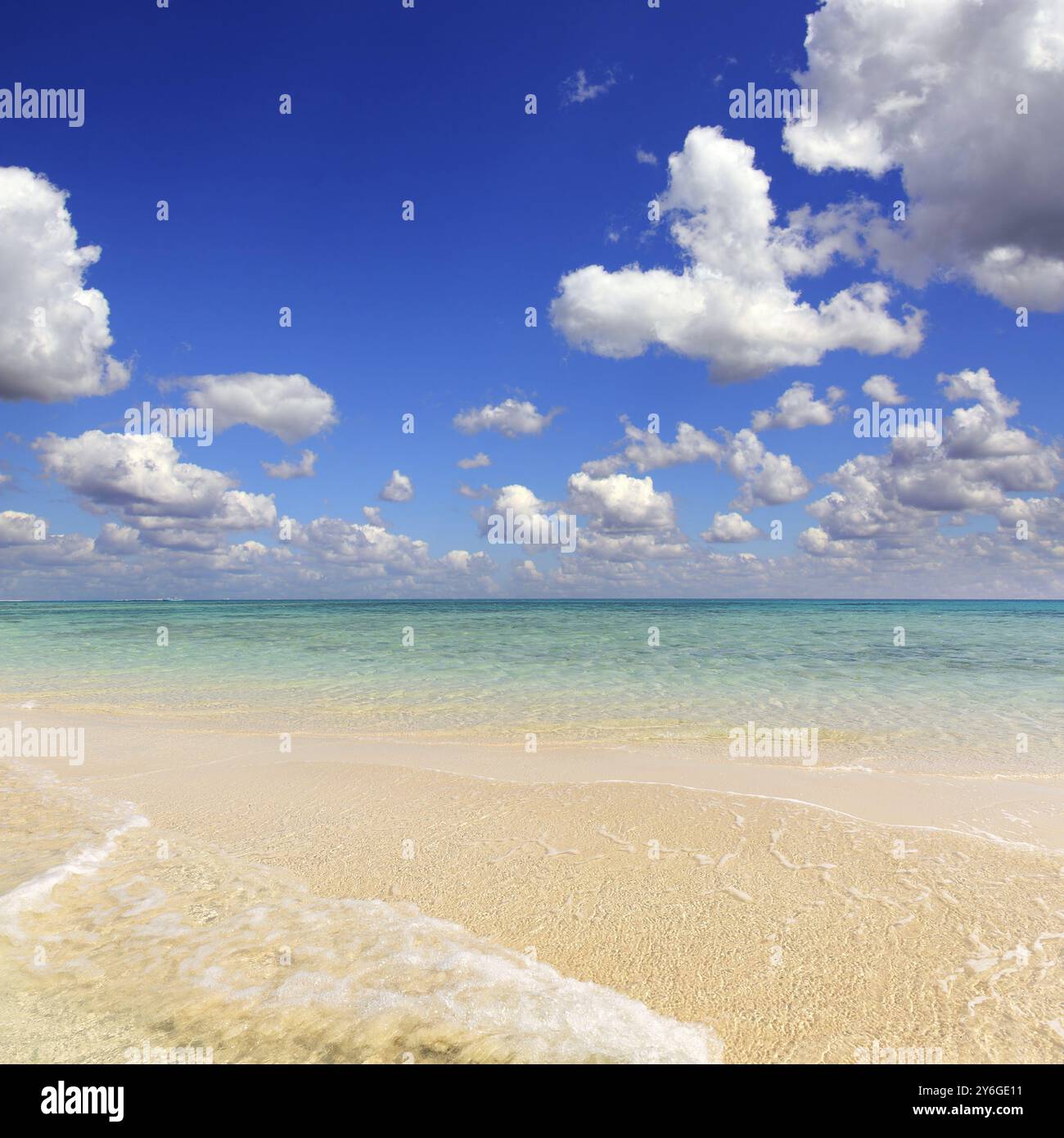 Beautiful landscape with white sandy sea spit beach and warm tropical ...