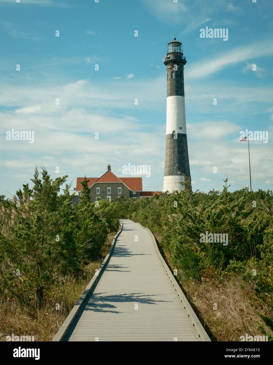 Walkway and Fire Island Lighthouse, Fire Island, New York Stock Photo ...