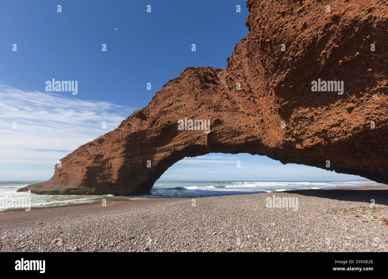 Legzira beach with arched rock on the Atlantic coast in Morocco Stock ...