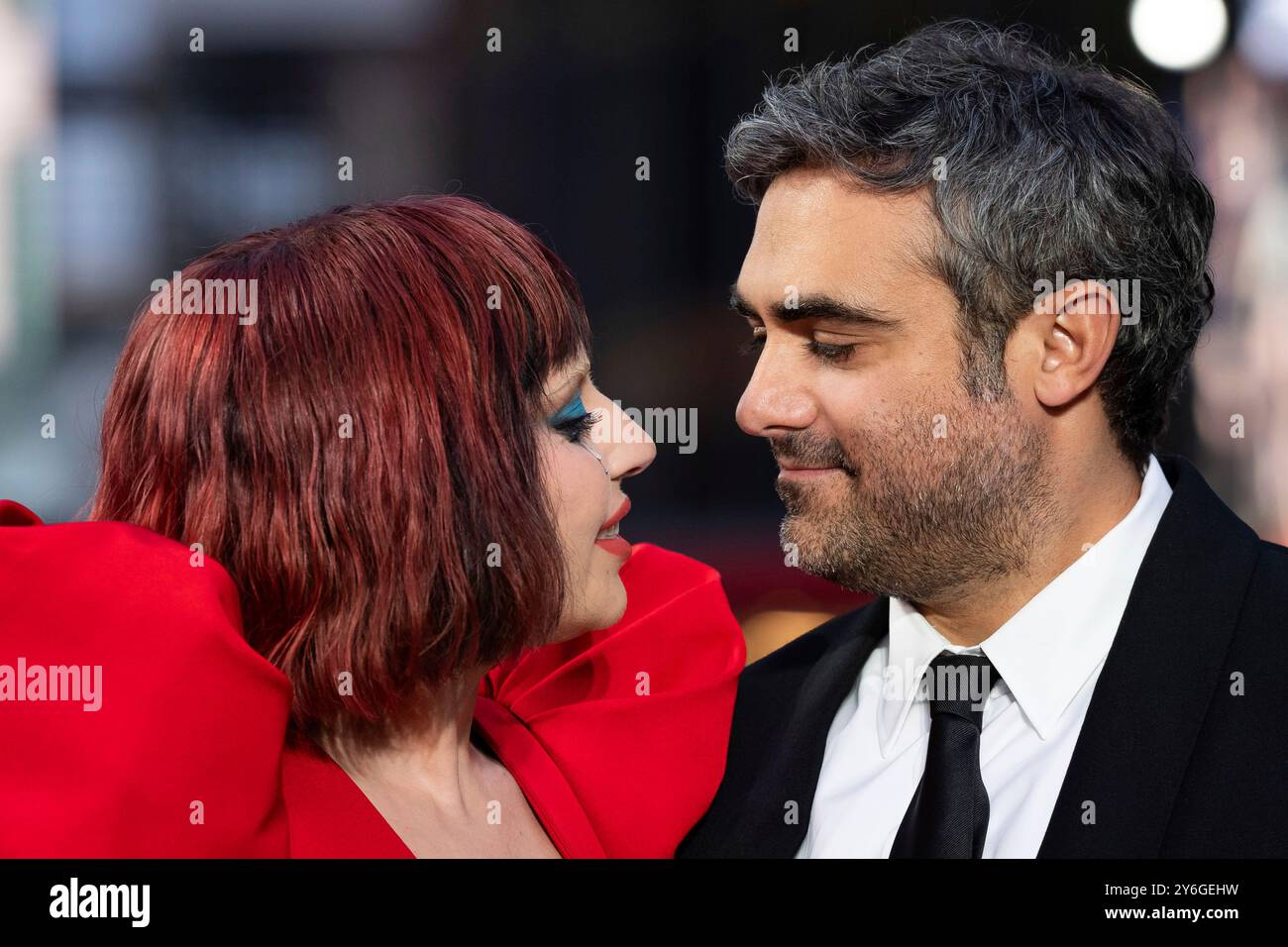Lady Gaga, left, and Michael Polansky pose for photographers upon ...