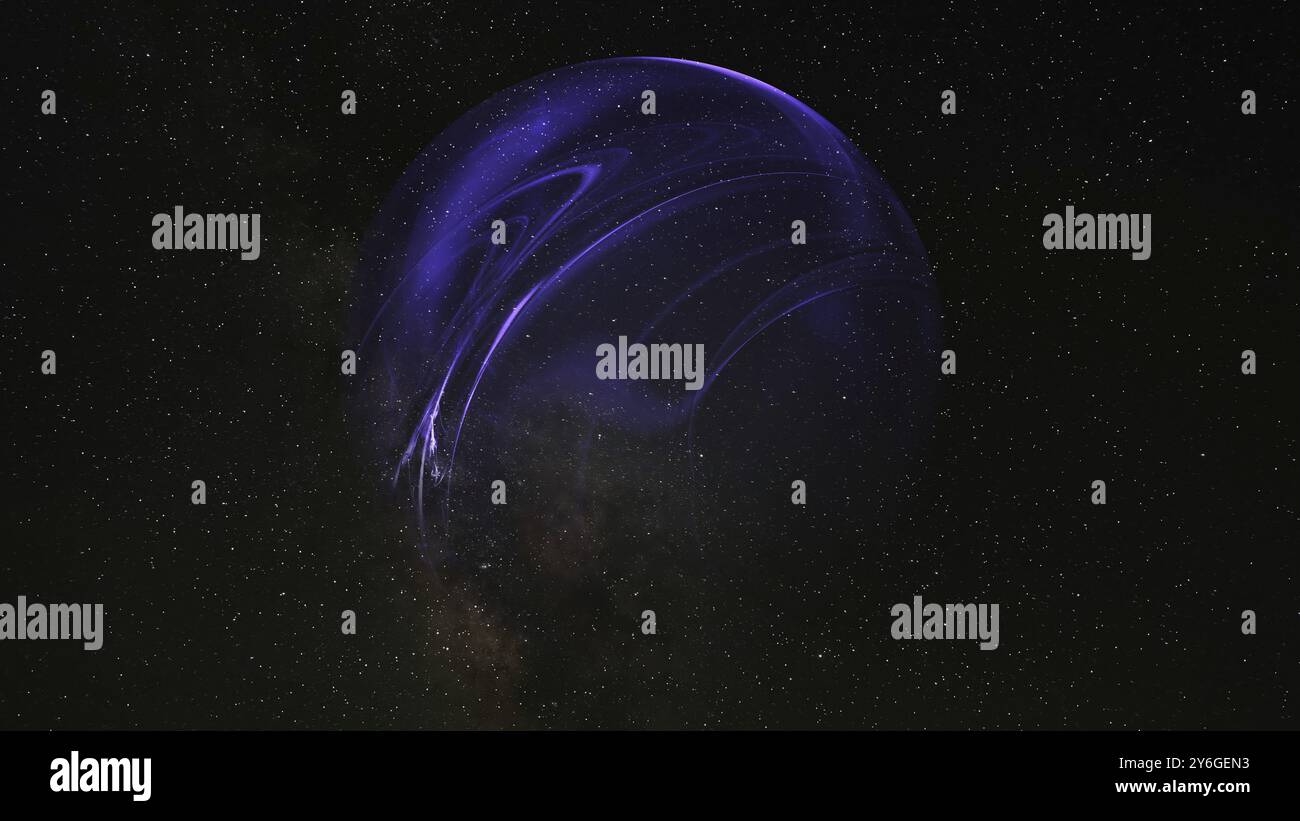 Abstract violet glow transparent sphere, science background. Digital ...