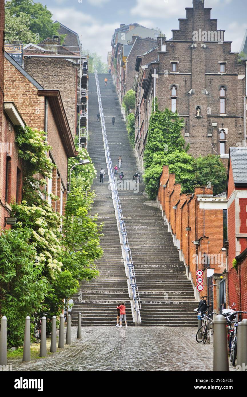 Liege, Belgium, June 2021: Famous Montagne de Bueren stairs in Liege ...