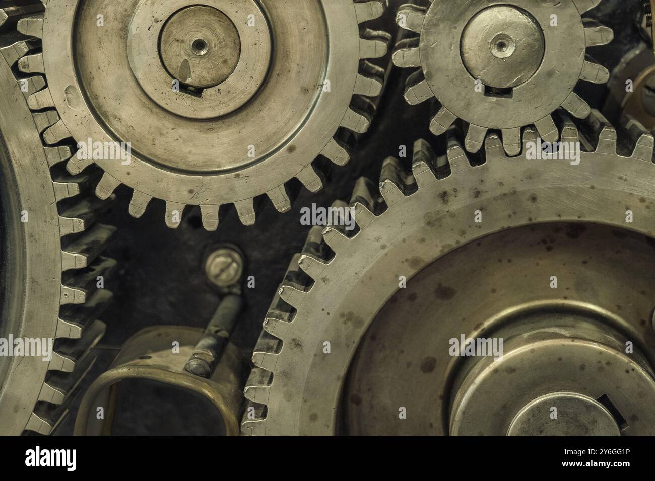 Old steel large gears close up background. Group of cogwheels Stock ...