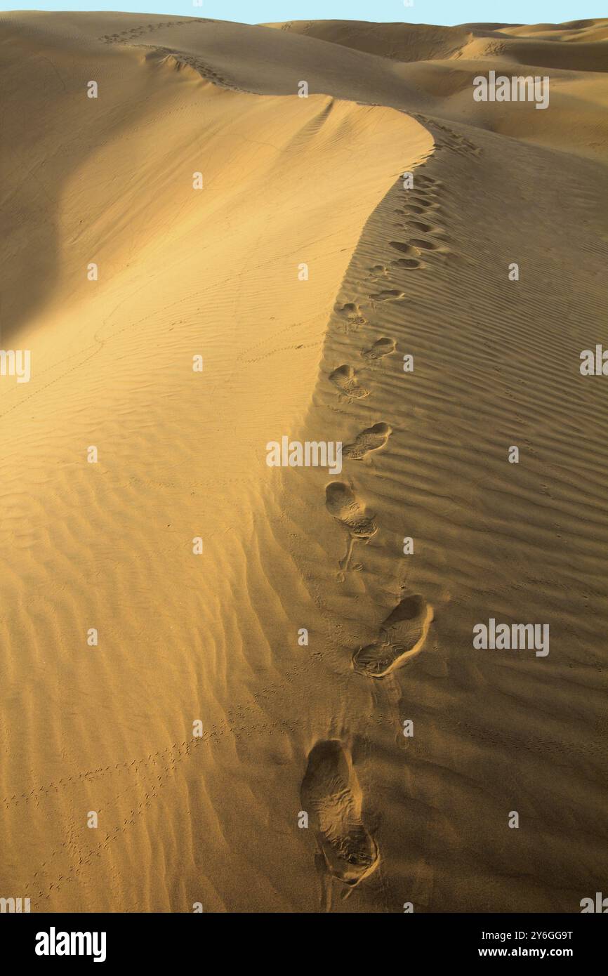 Human footsteps in the sand in the Desert Stock Photo - Alamy