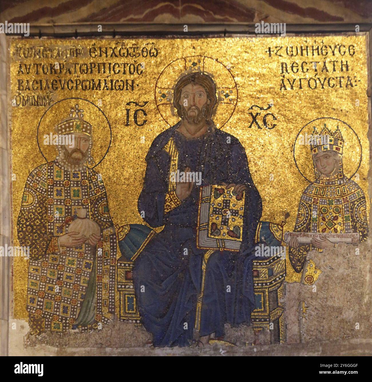 Jesus Christ is sitting on a throne decorated with jewels witn Empress ...